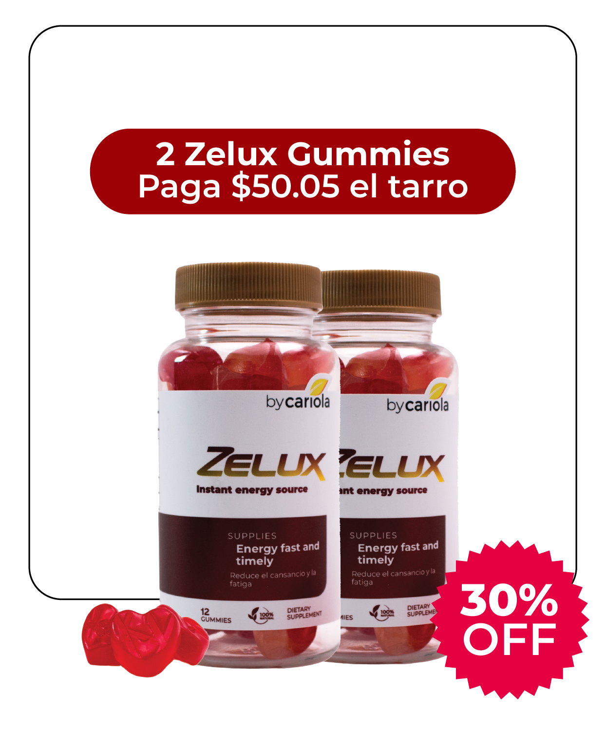 Zelux Gummies Pack x2 | Natural Libido Booster | 2 x 12 Count – By Cariola